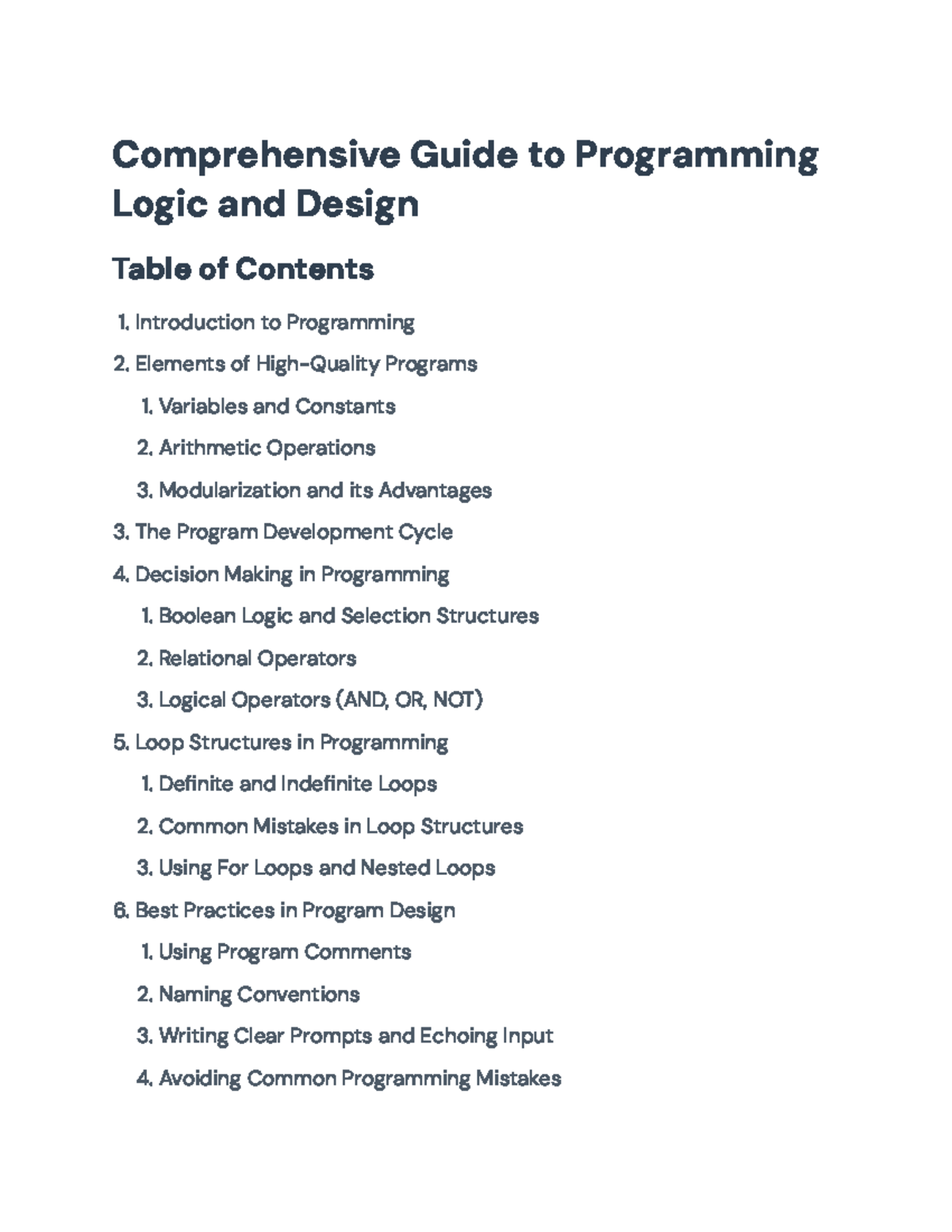 Programming Logic and Design: A Comprehensive Guide to Best Practices ...