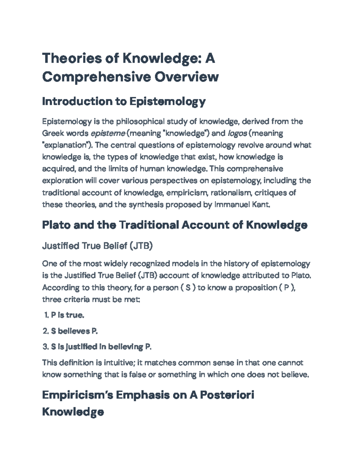 Comprehensive Overview of Epistemology: Theories of Knowledge ...