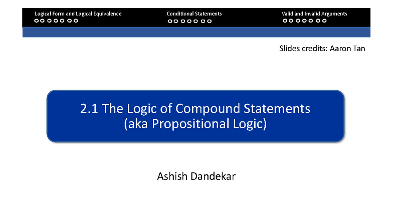 Lecture 02: Logic of Compound Statements (Propositional Logic) - Studocu