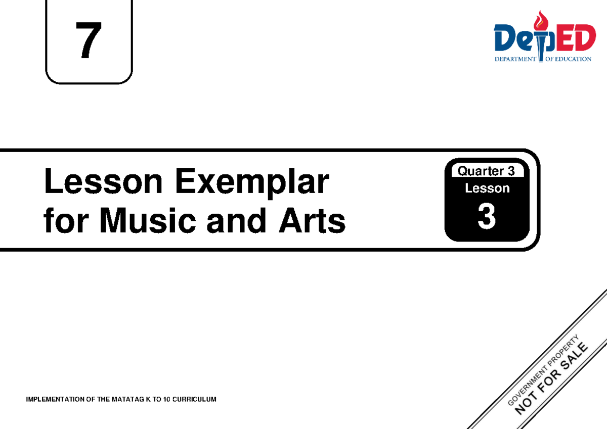 Grade 7 Music & Arts Lesson Exemplar Q3: Week 5 Implementation Guide ...
