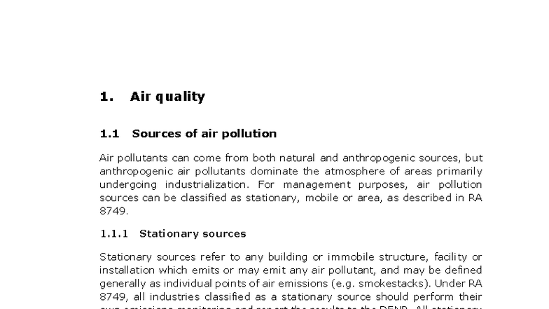 Air Quality Analysis and Pollution Sources (Course Code: AQ101) - Studocu