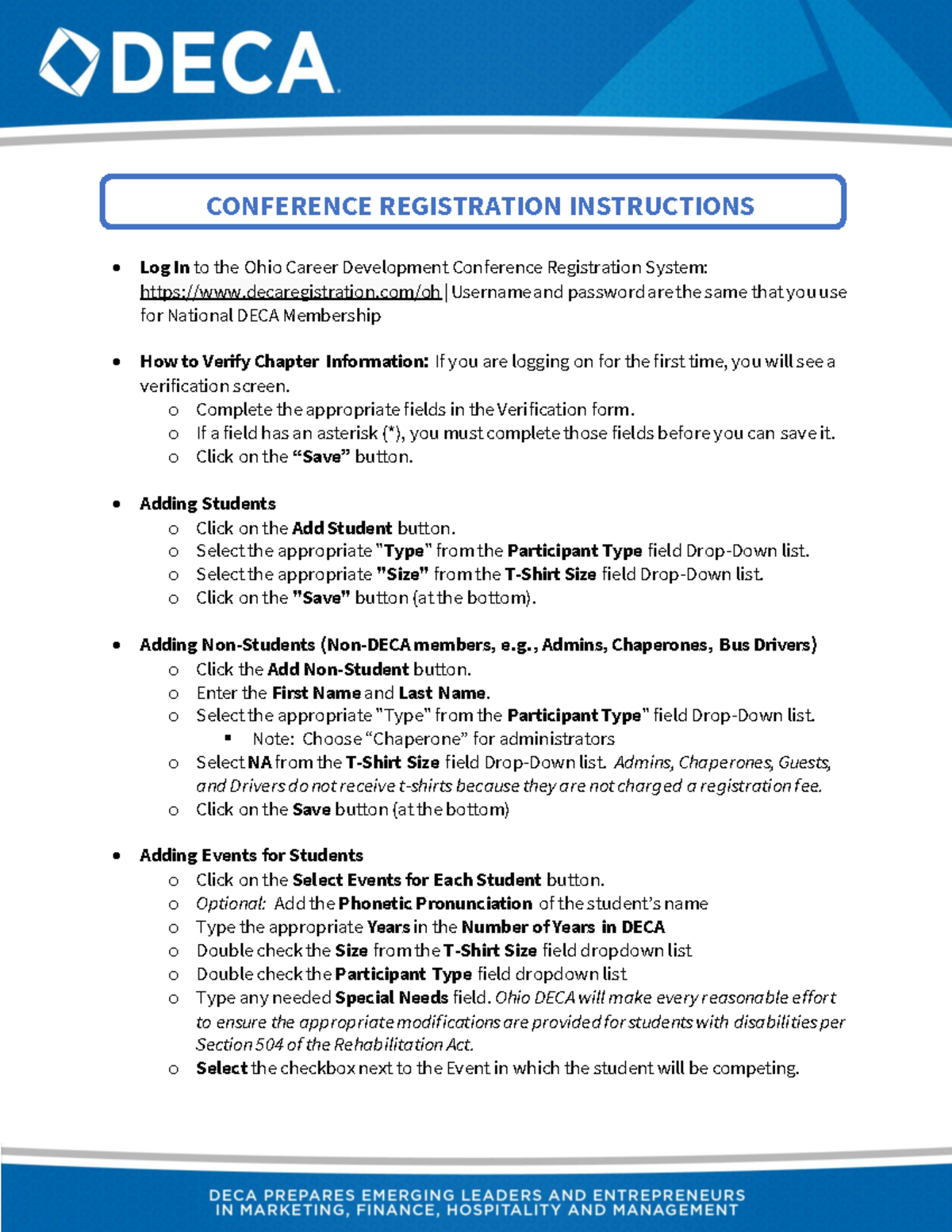 2024 DECA Conference Registration Instructions Guide - Studocu