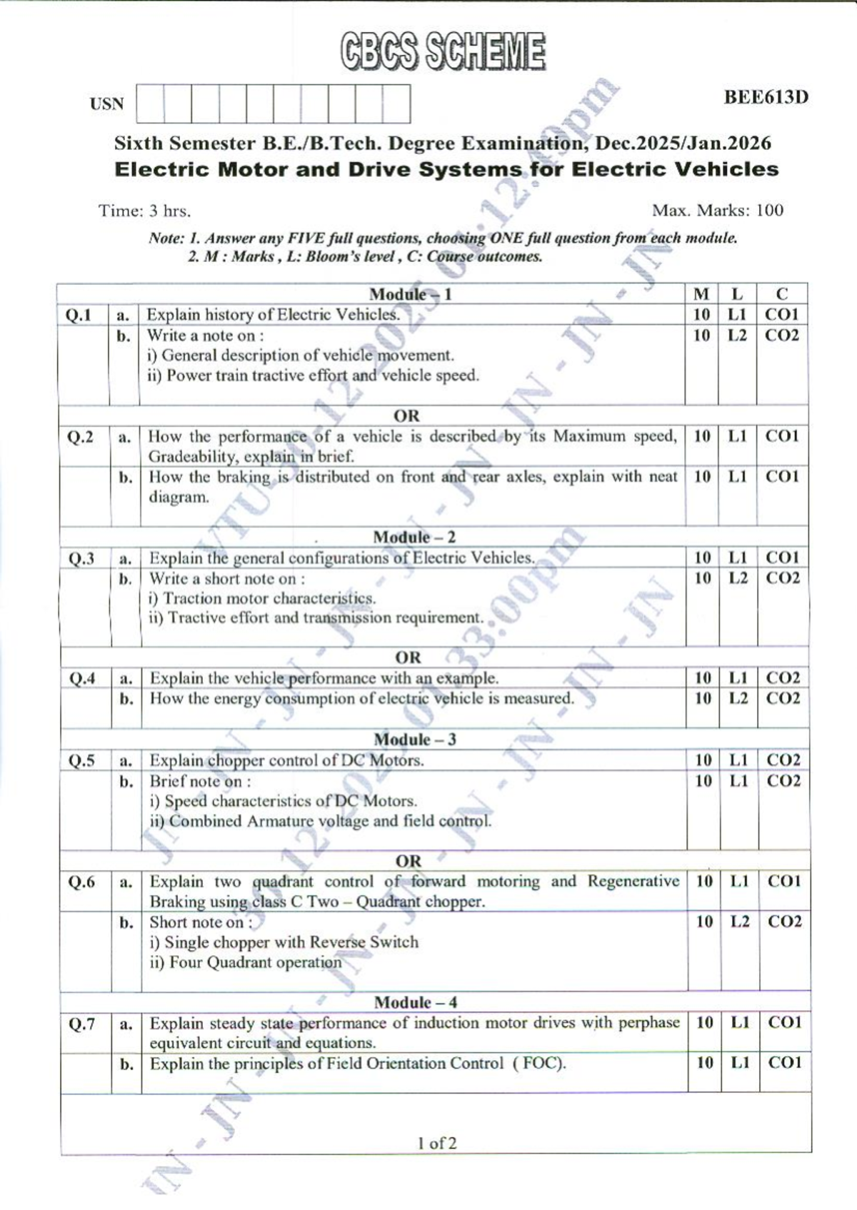 BEE613D - Model Paper for Electric Motor & Drive Systems Exam - Studocu