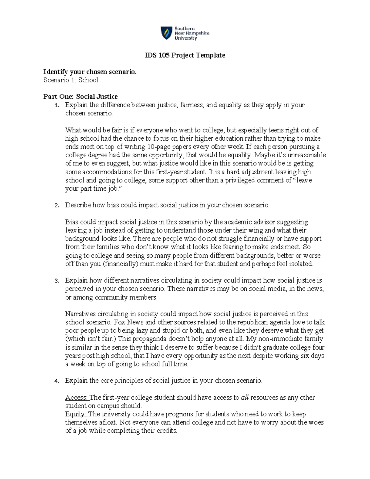 IDS 105 Project Template: Social Justice and Cultural Fluency Analysis - Studocu