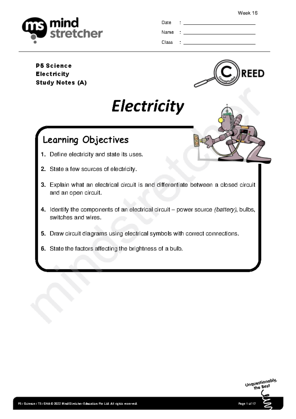P5 Science T5 Study Notes: Understanding Electricity Concepts - Studocu