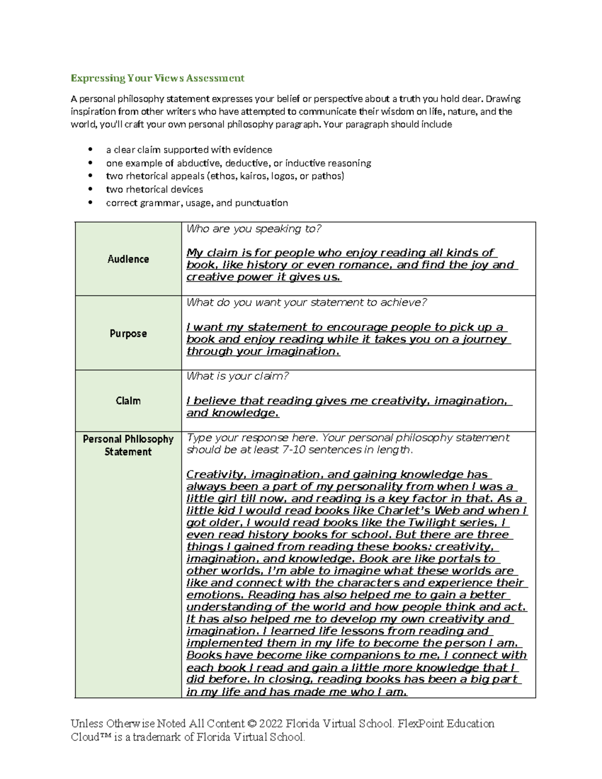 4.05 Expressing Your Views - Expressing Your Views Assessment A ...