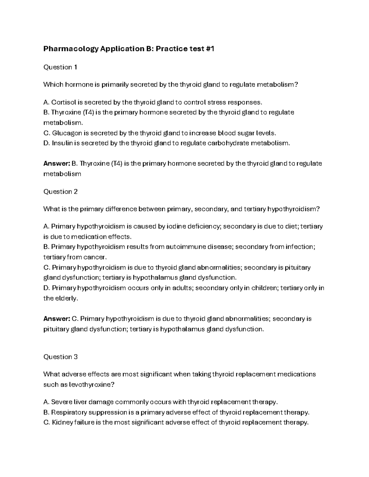 Pharmacology Application B: Practice Test #1 Questions & Answers - Studocu