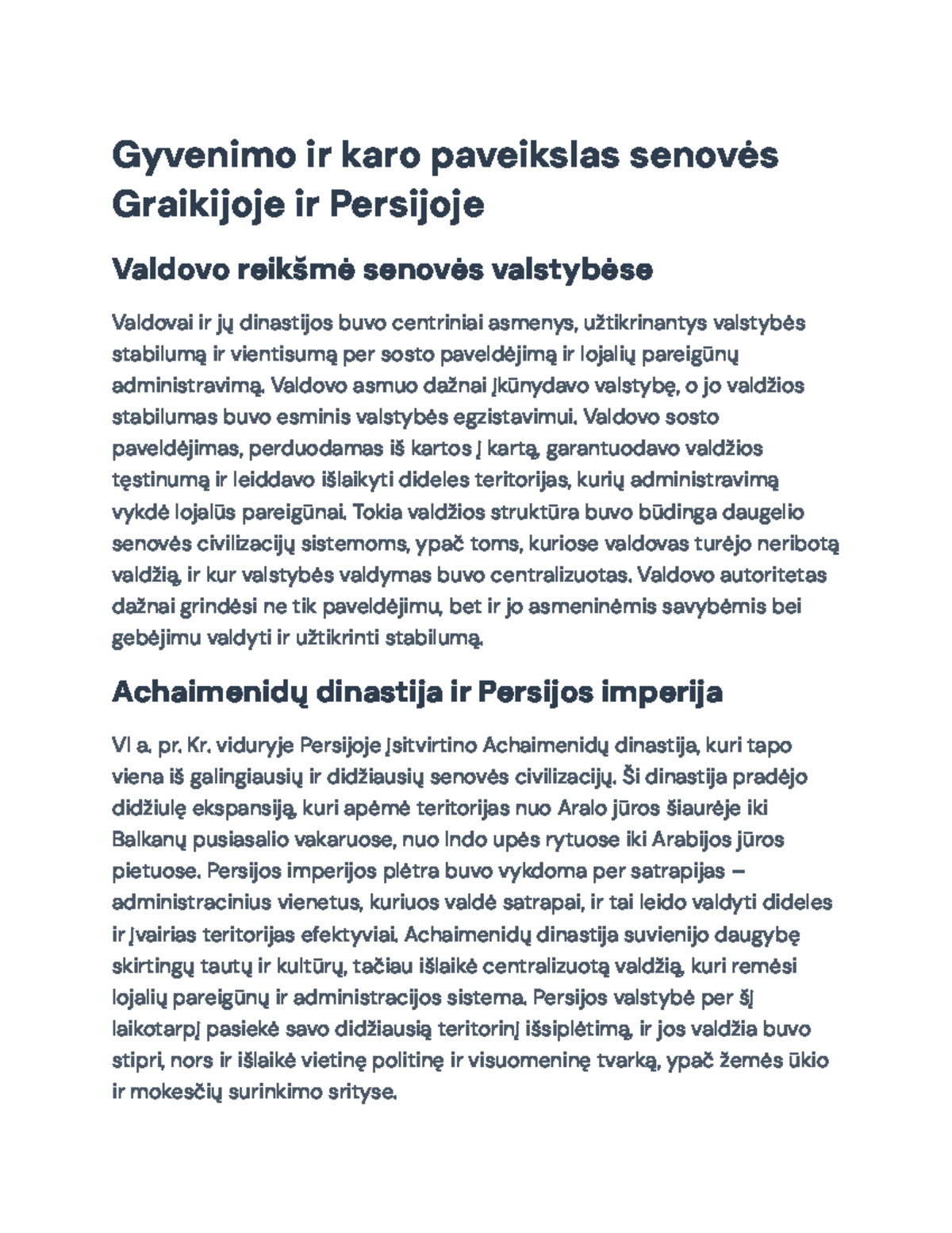 Persijos ir Graikijos karai: Istorinė analizė ir valdovų reikšmė - Studocu