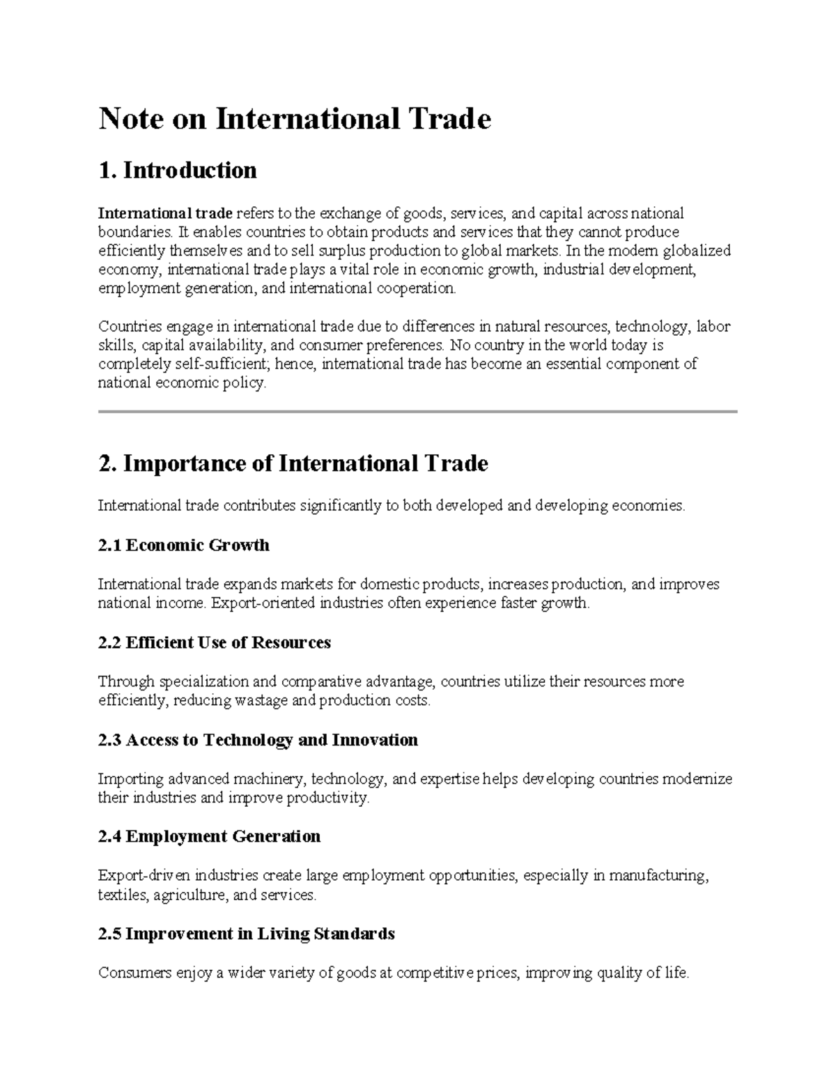 INTL 101: Overview of International Trade and Its Importance - Studocu