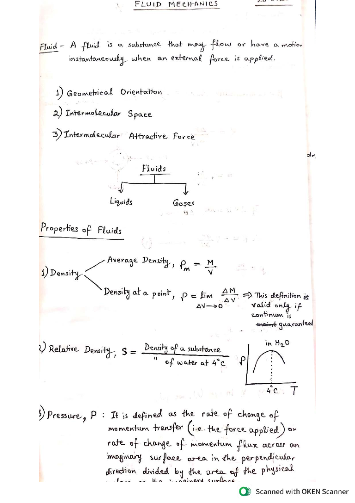 Fluid Mechanics: Basics & Statics Notes (Course Code: FLUID) - Studocu
