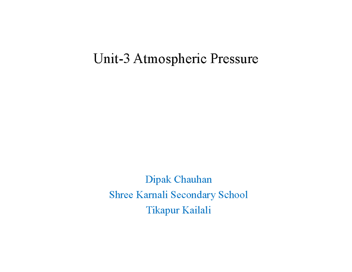 Unit 3: Atmospheric Pressure Analysis and Variations - Studocu