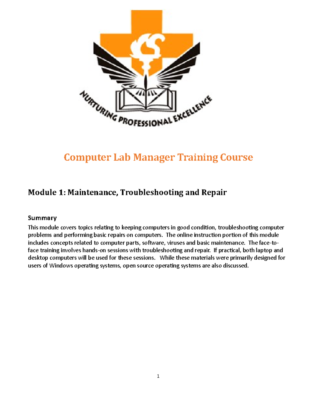 Computer support and maintenance lecture notes - Computer Lab Manager ...