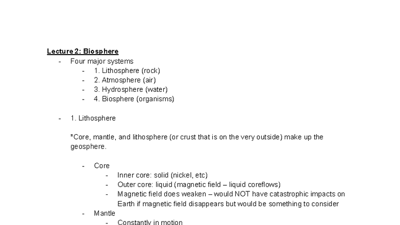 Sustain 1S03 Lecture 2: Understanding the Four Major Systems - Studocu