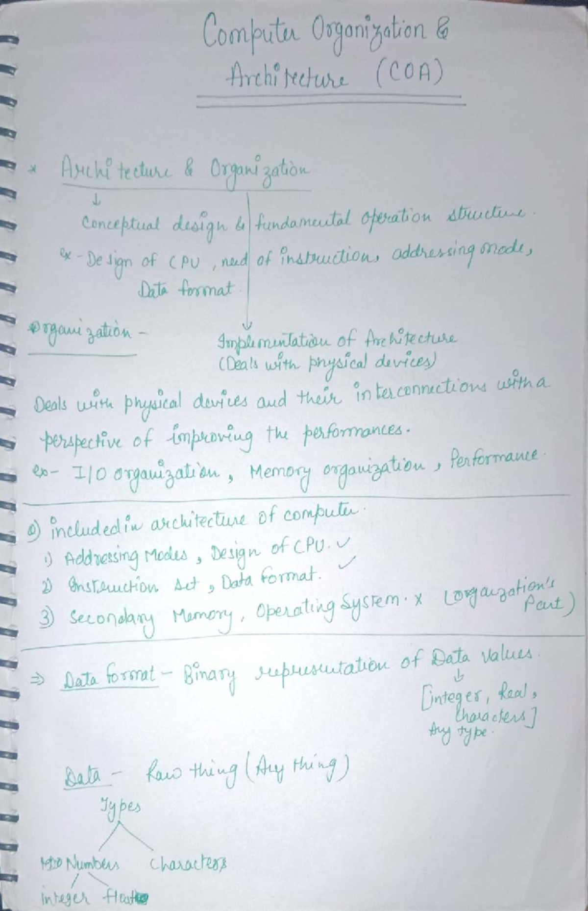 COA Final Exam Notes: Computer Organization & Architecture Concepts ...