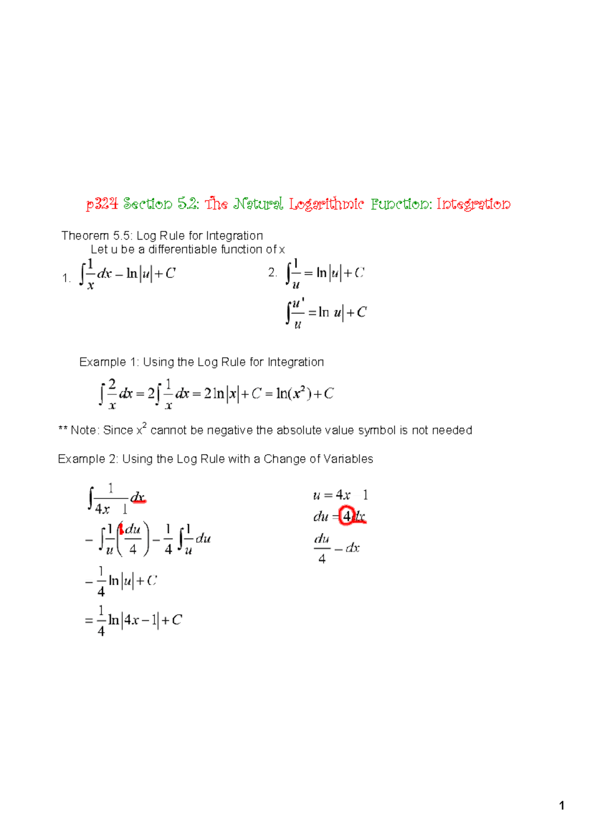 Integration of Exponential and Logarithmic Function 1 - p324 Section 5 ...