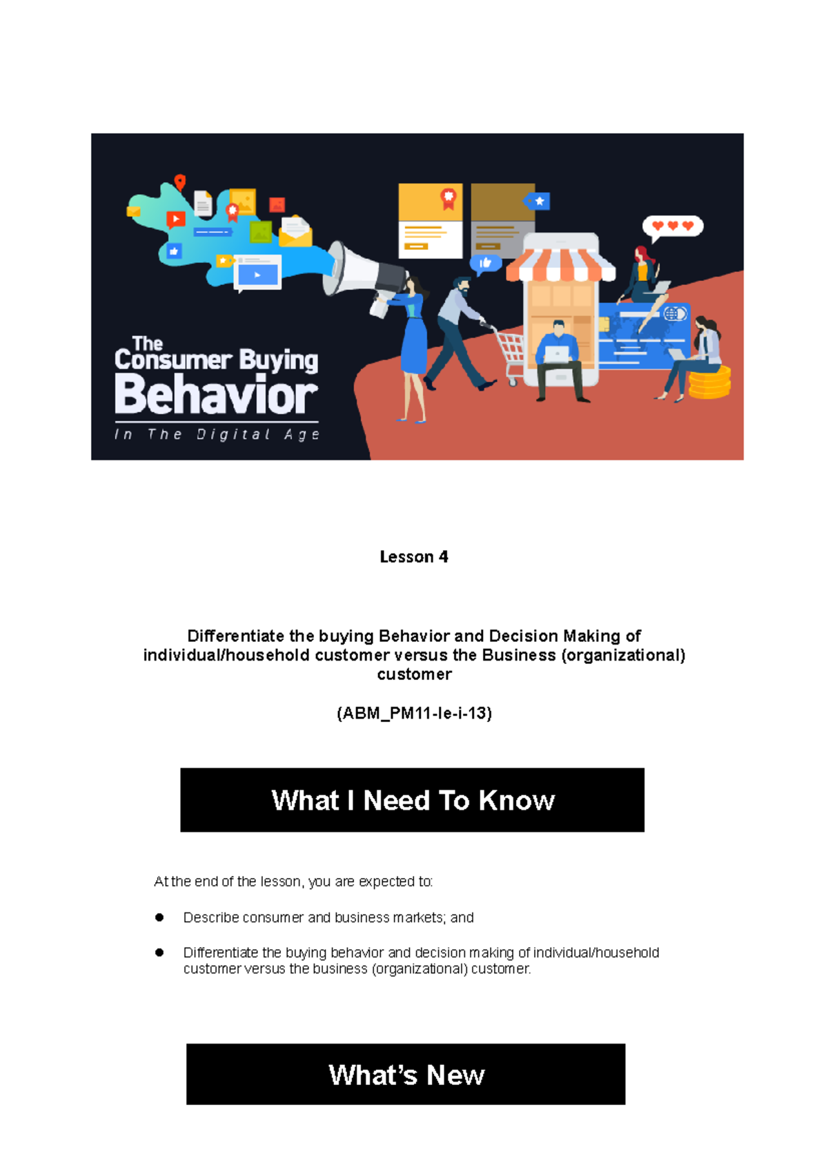 Module- ABM_PM11: Lesson 4 - Buyer Behavior of Consumers vs. Businesses ...