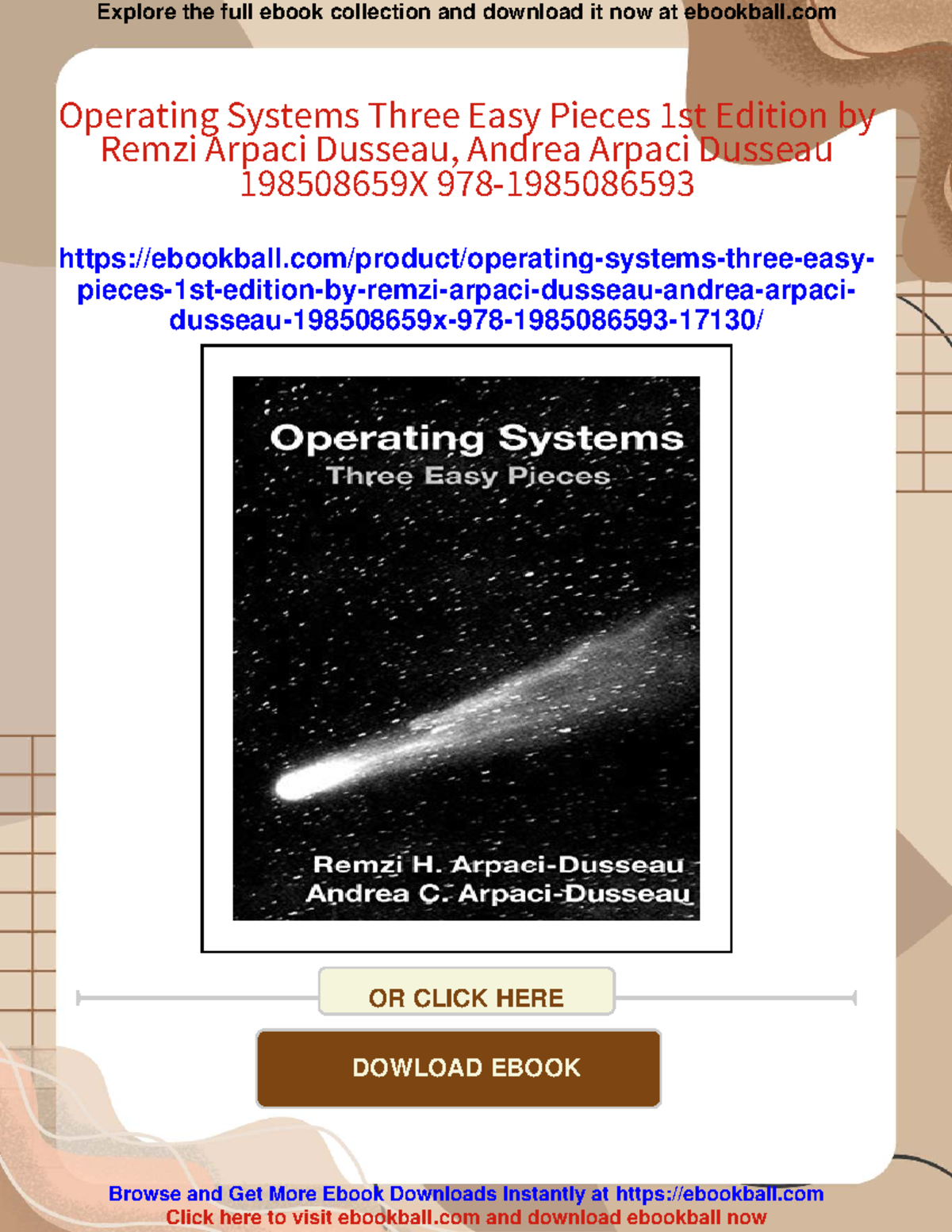 Operating Systems: Three Easy Pieces - 1st Edition Overview - Studocu