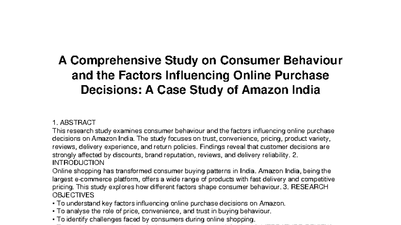 Amazon Consumer Behaviour Research Paper - A Comprehensive Study on ...