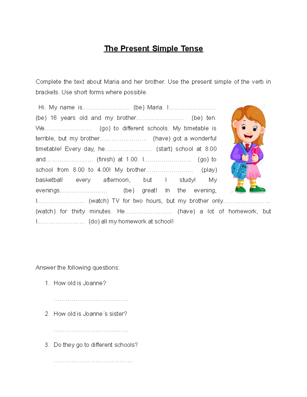Present Simple Tense Exercises for ENG101: Grammar Practice - Studocu