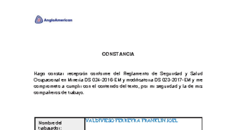 Cargo DS 024-2016-EM - PDF - Literatura - CONSTANCIA Hago constar ...