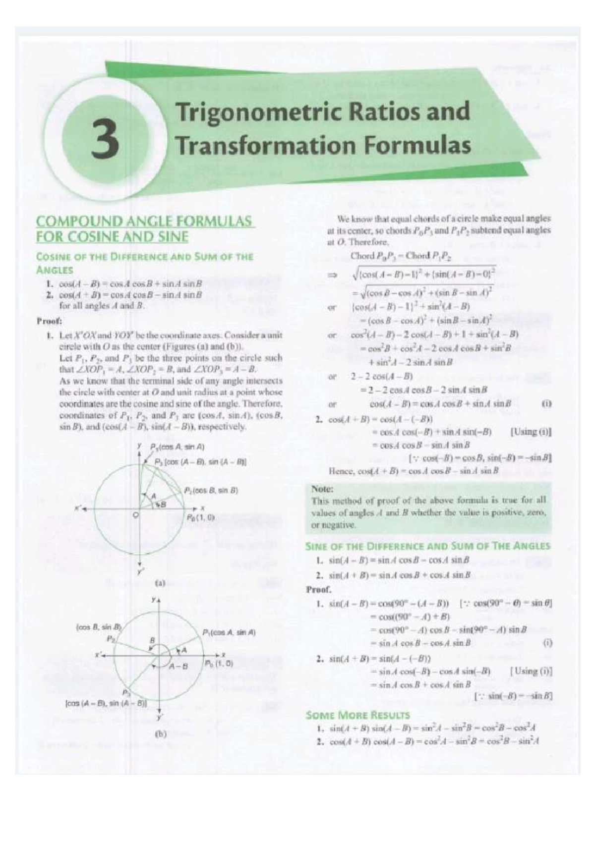 Trigonometry Transformations: COSINE and SINE Angle Formulas - Studocu
