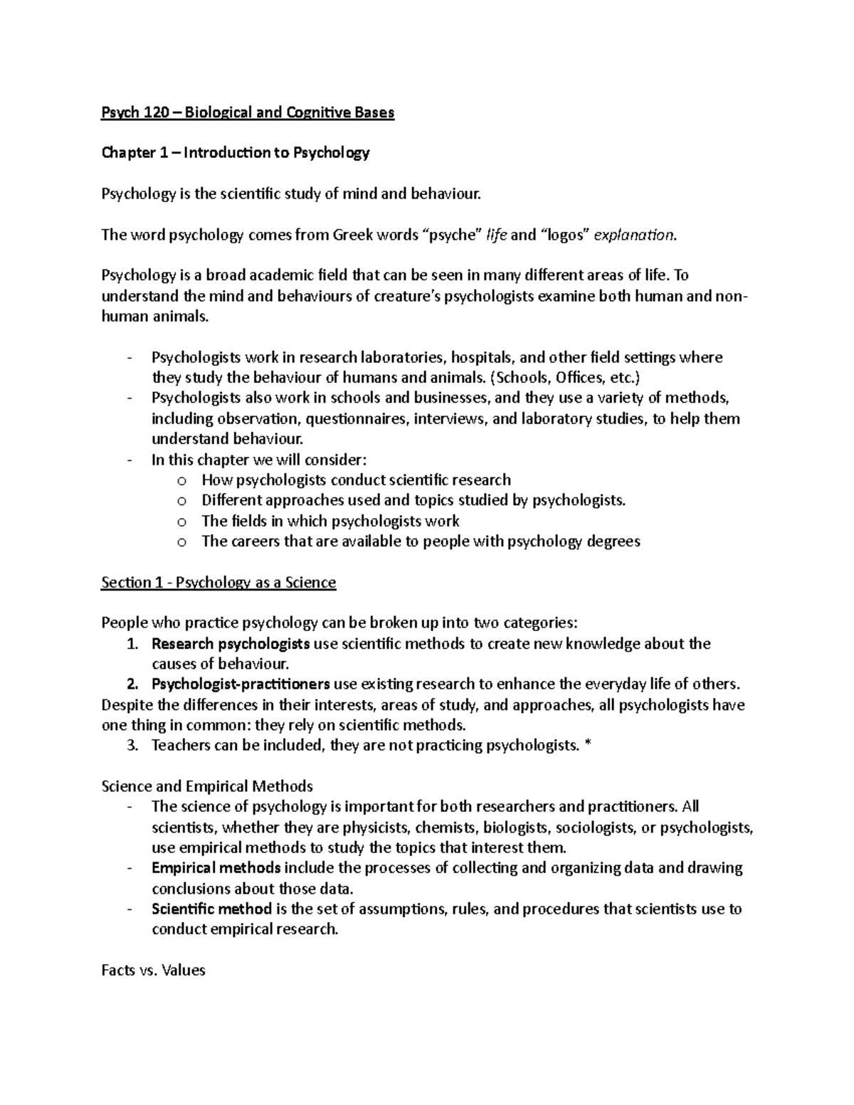 Psych 120 - Comprehensive Notes on Modules 1 to 5 - Studocu