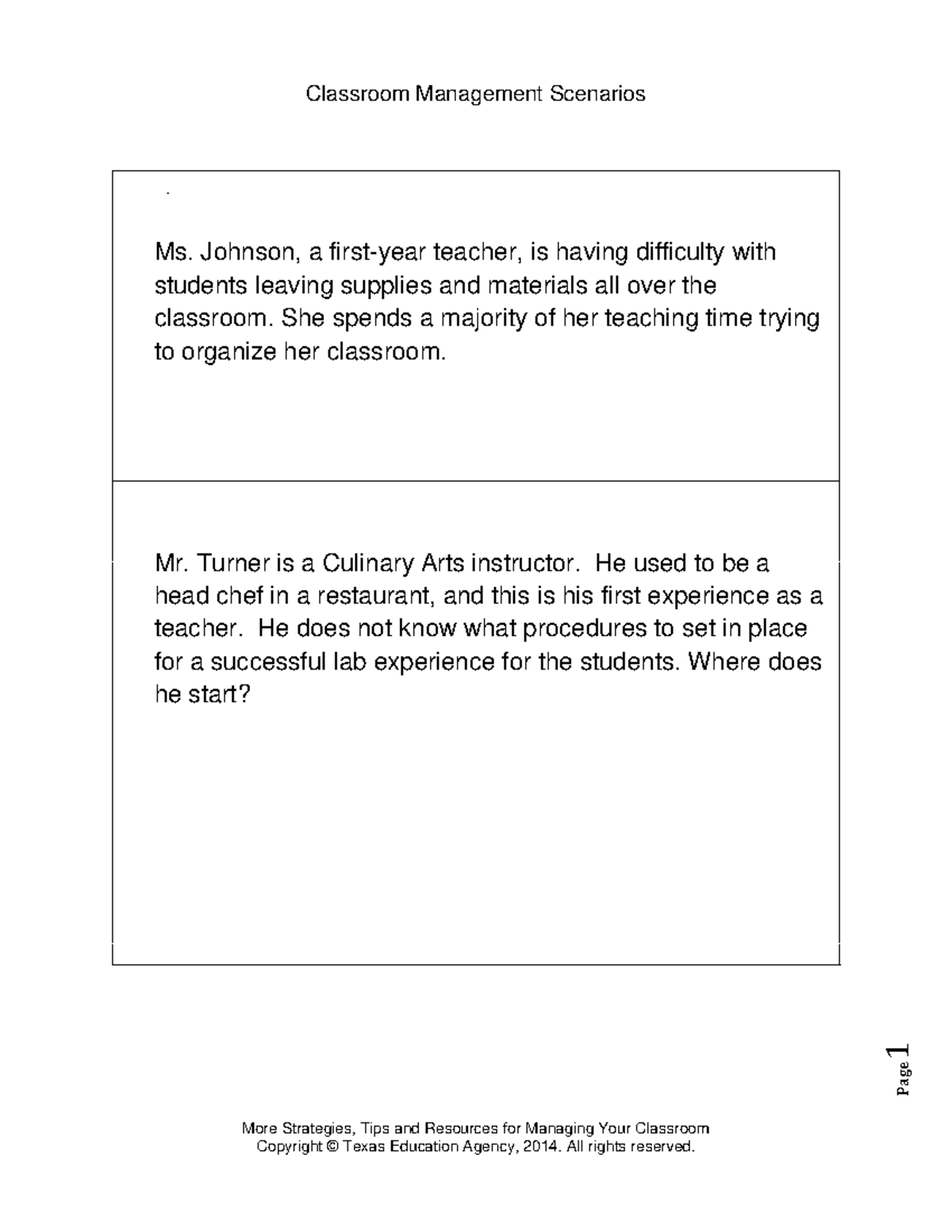 Classroom-Management-Scenarios 0 - More Strategies, Tips and Resources ...