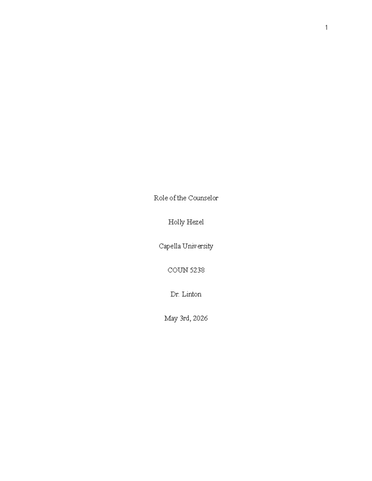 Crisis Counseling Roles and Responsibilities - COUN 5238 Assignment ...