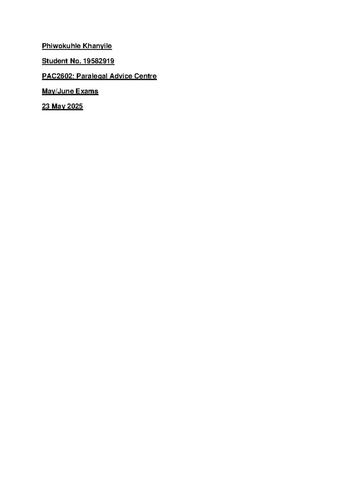 PAC2602 Final Exam Memo - Paralegal Advice Centre 2025 - Studocu