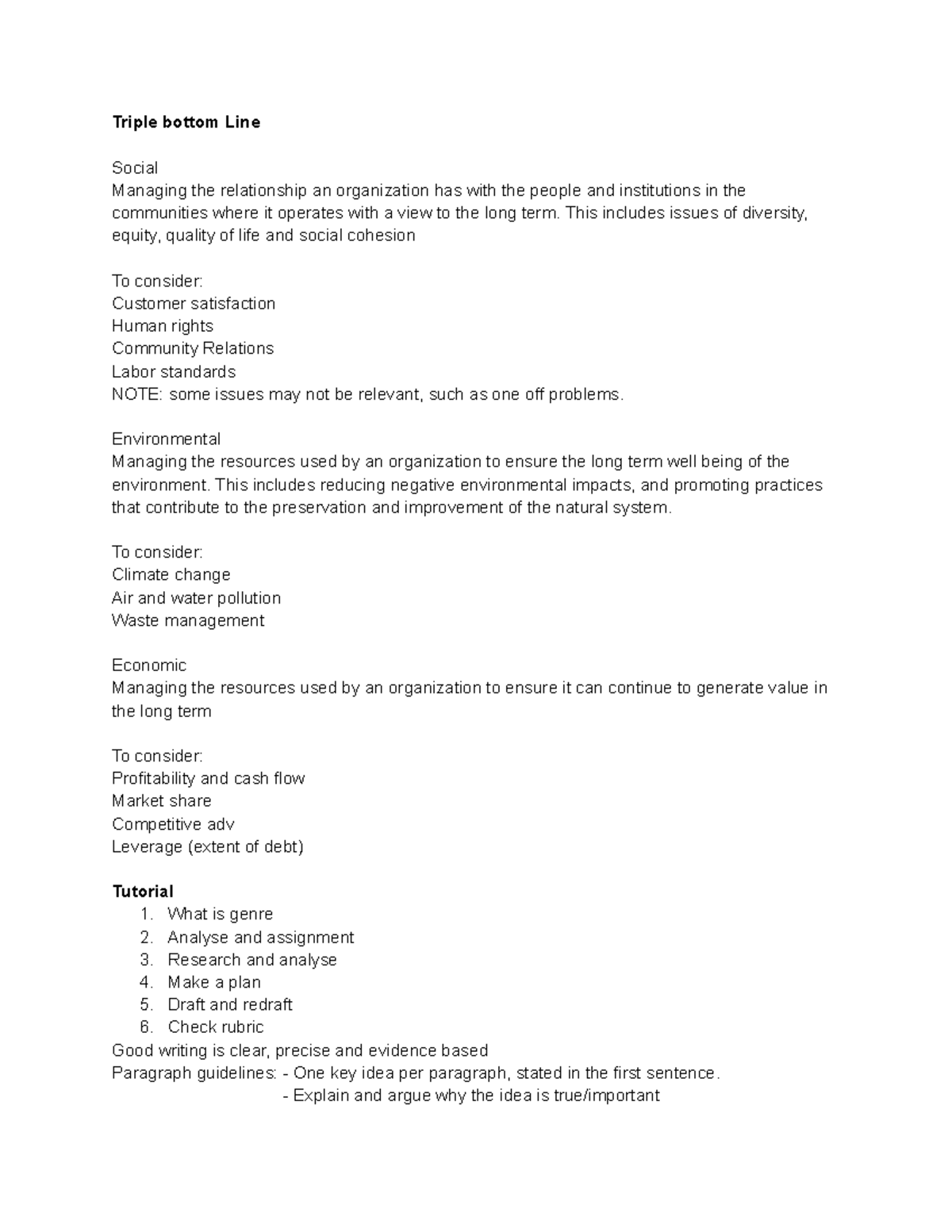 Sus Comm - Triple Bottom Line Notes: Social, Environmental & Economic ...