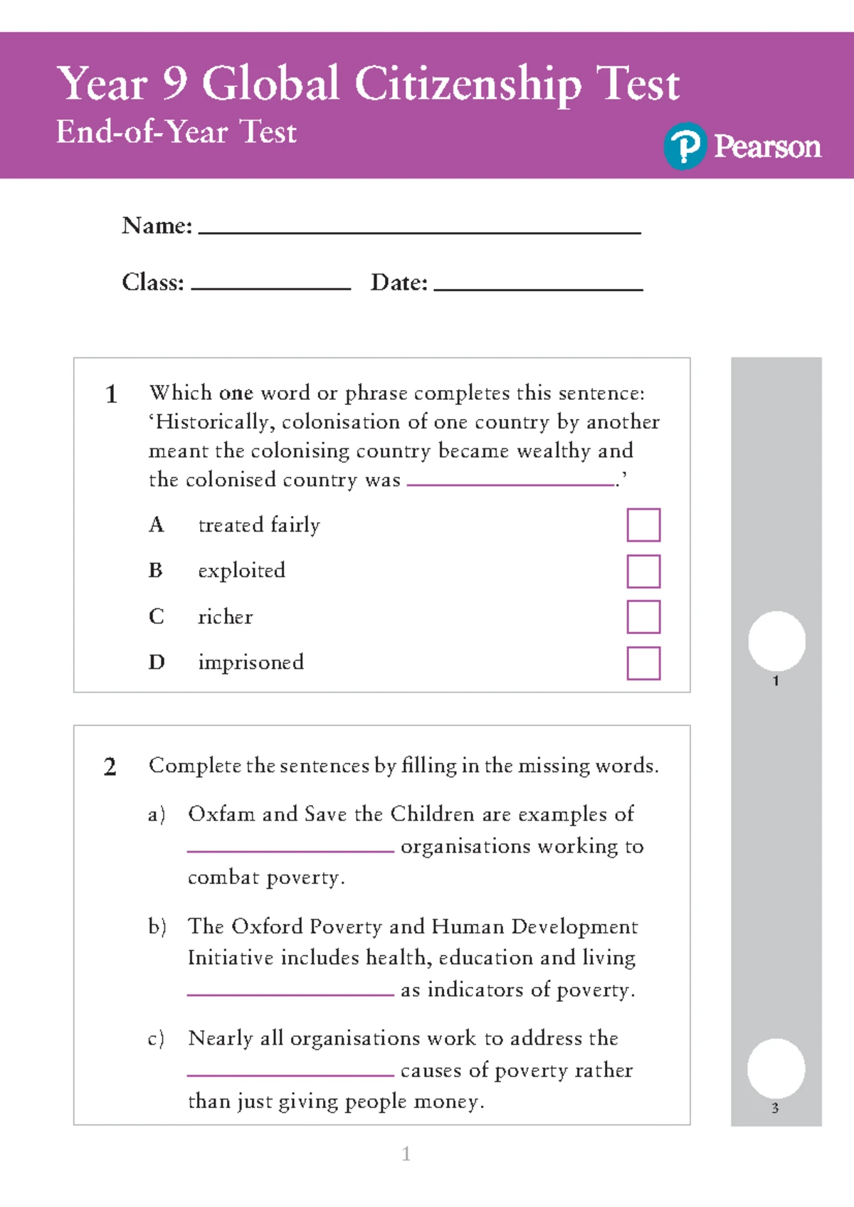 Inspire English Y7 Workbook Answers - Unit 1 Survival Section 1 ...