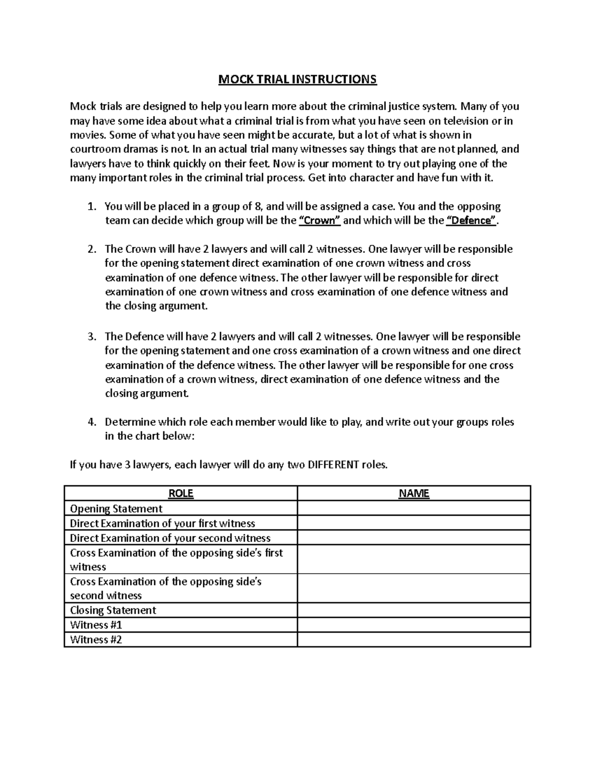 Mock Trial Instructions: 1st Year Law Assignment Guide - Studocu