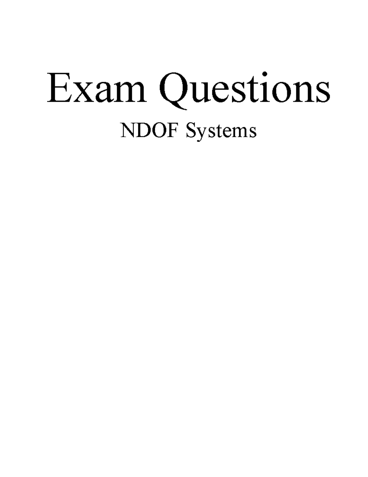 Tentamenvragen CT 4140 Dynamica van Structuren - August 2007 Exam ...