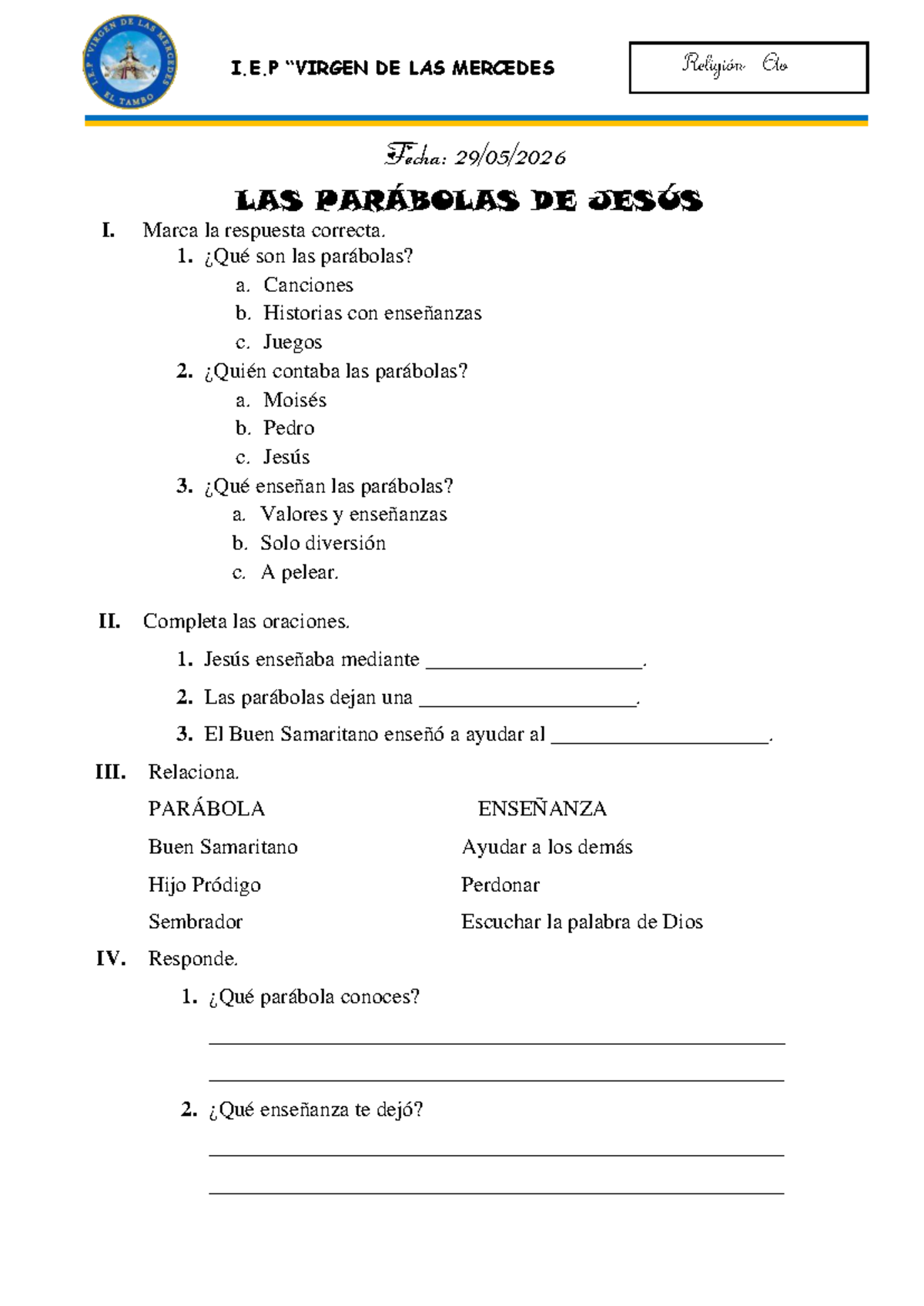 I.E.P DE LAS MERCEDES: Parábolas de Jesús - Actividades y Enseñanzas ...