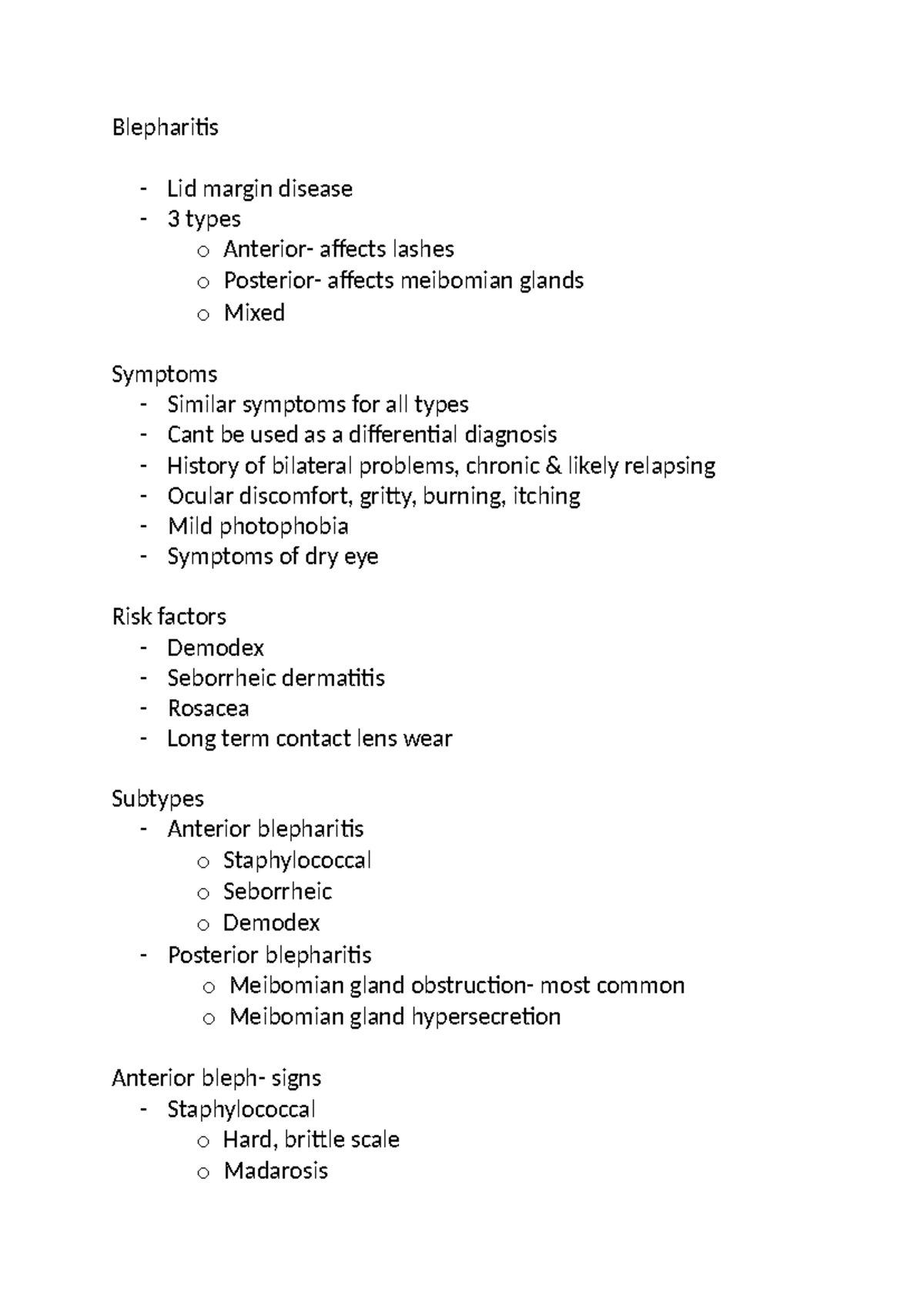 Blepharitis Class Notes - Types, Symptoms, Risks & Management Insights ...