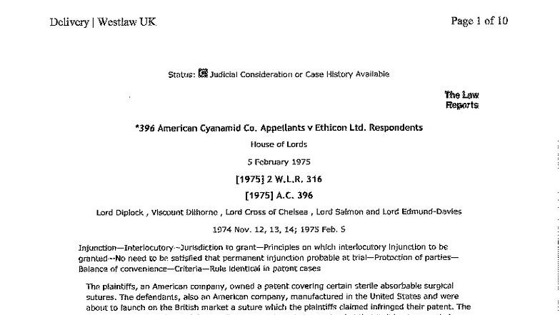 American Cyanamid Co. v. Ethicon Ltd. - Case Analysis & Judicial Review ...
