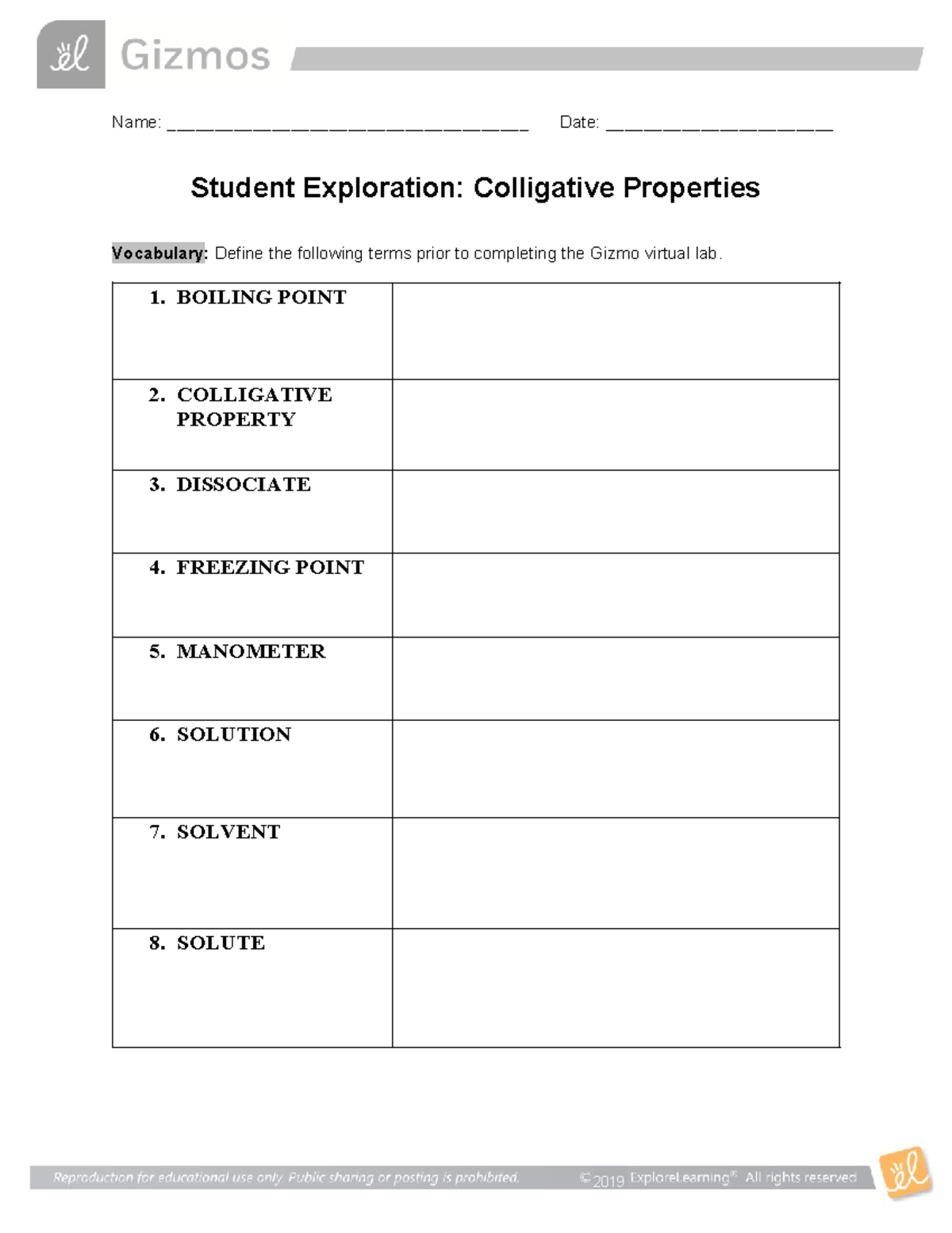 Colligative Properties Virtual Lab Exploration - SE Gizmo MTA Notes ...