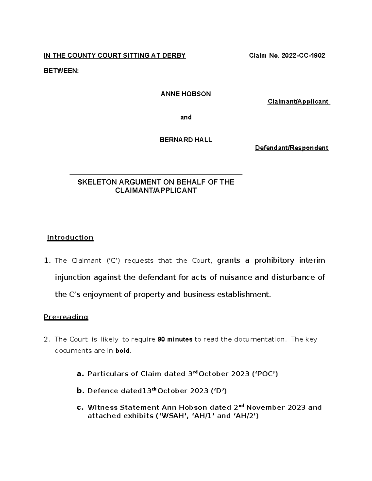 Application for Prohibitory Injunction: Claimant vs. Defendant Analysis ...