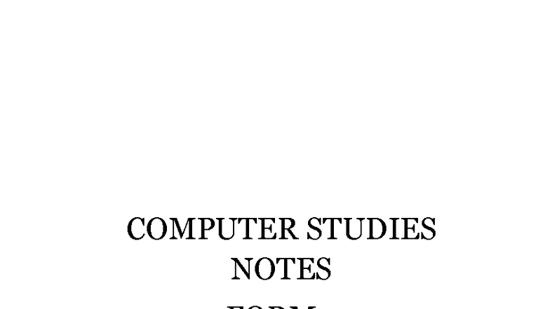 COMPUTER STUDIES NOTES FORM 1: KEYING AND POINTING DEVICES - Studocu