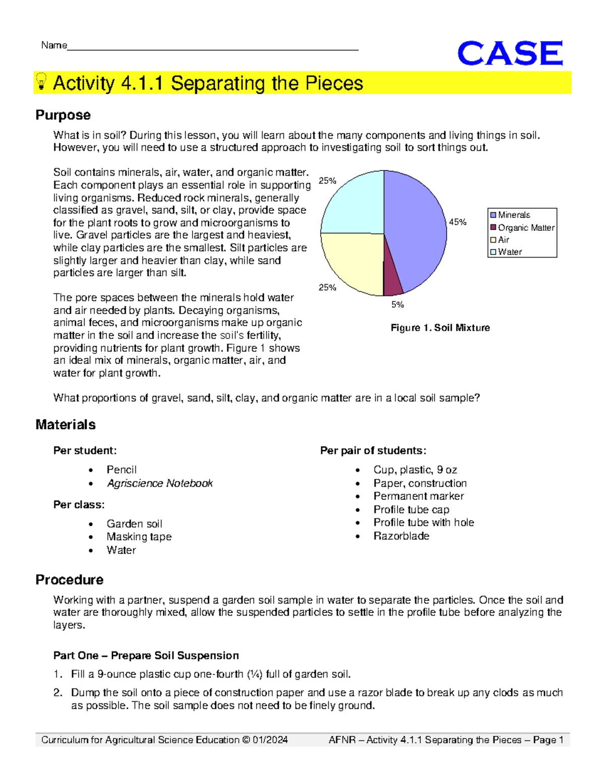 Activity 4.1 AFNR: Exploring Soil Components and Their Roles - Studocu