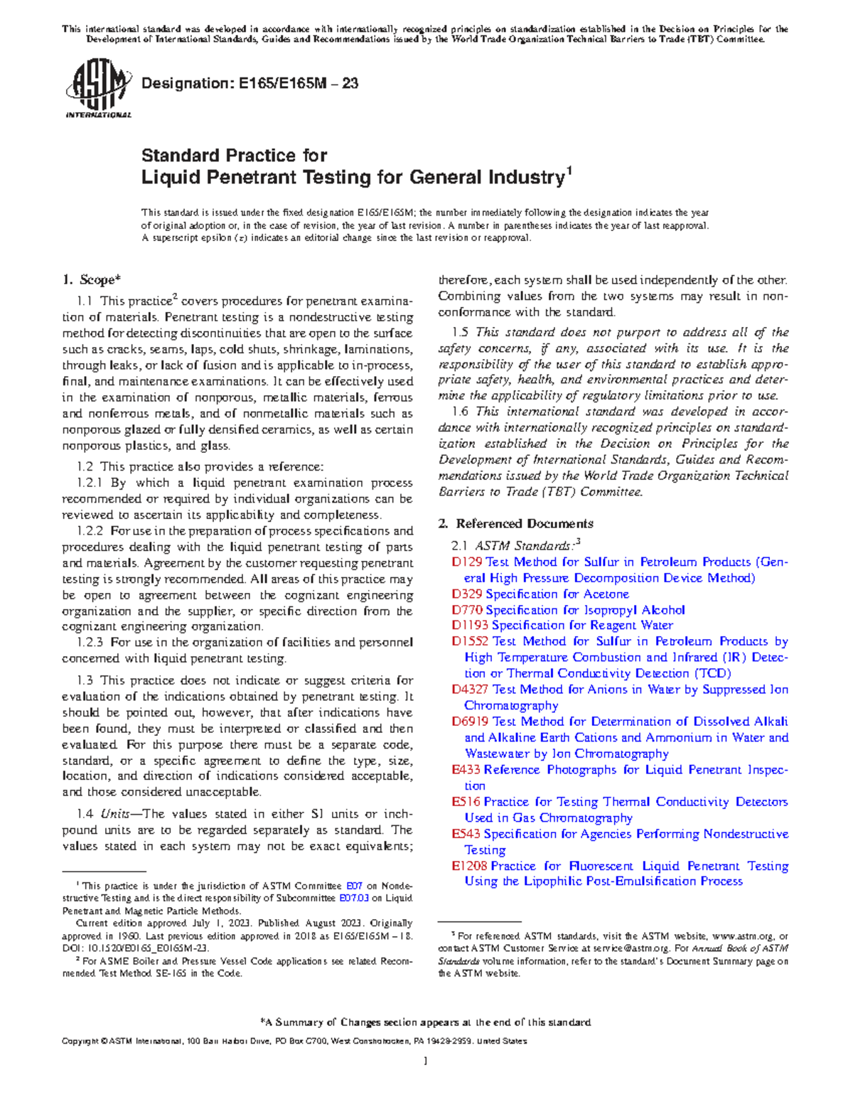 ASTM E23 Standard Practice for Liquid Penetrant Testing - Studocu