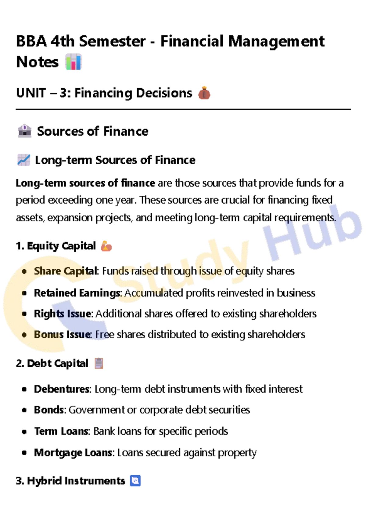 BBA 4th Sem Financial Management Notes: Unit 3 Financing Decisions ...