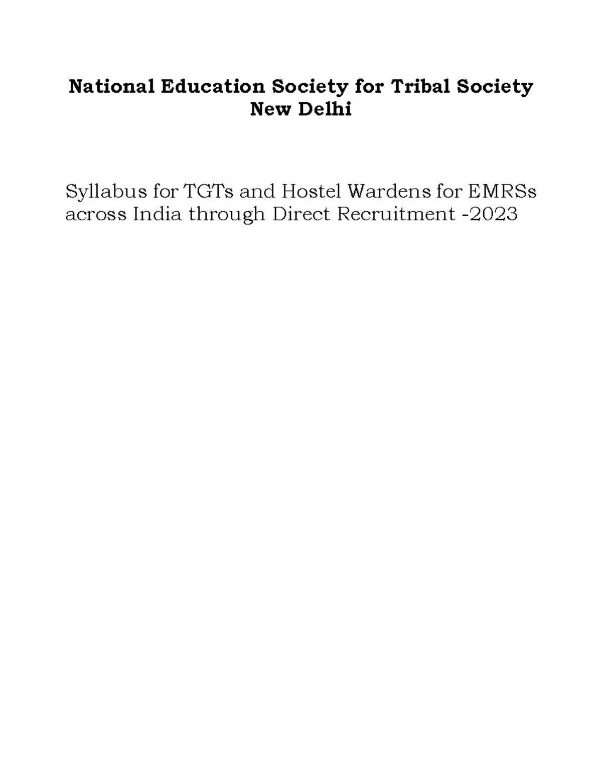 EMRS TGT & Hostel Warden Syllabus 2023: Comprehensive Guide - Studocu