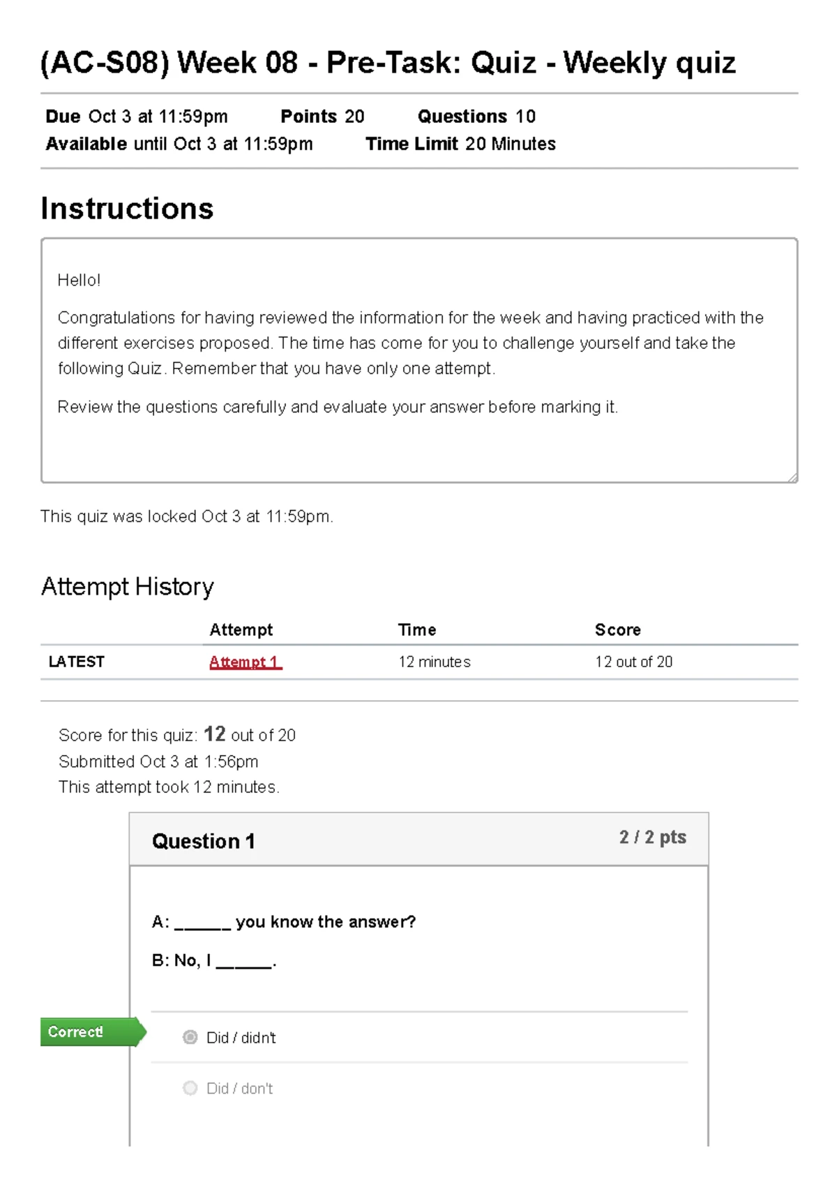 Ingles S8 - Week 08 - Pre-Task: Listening Quiz Overview - Studocu