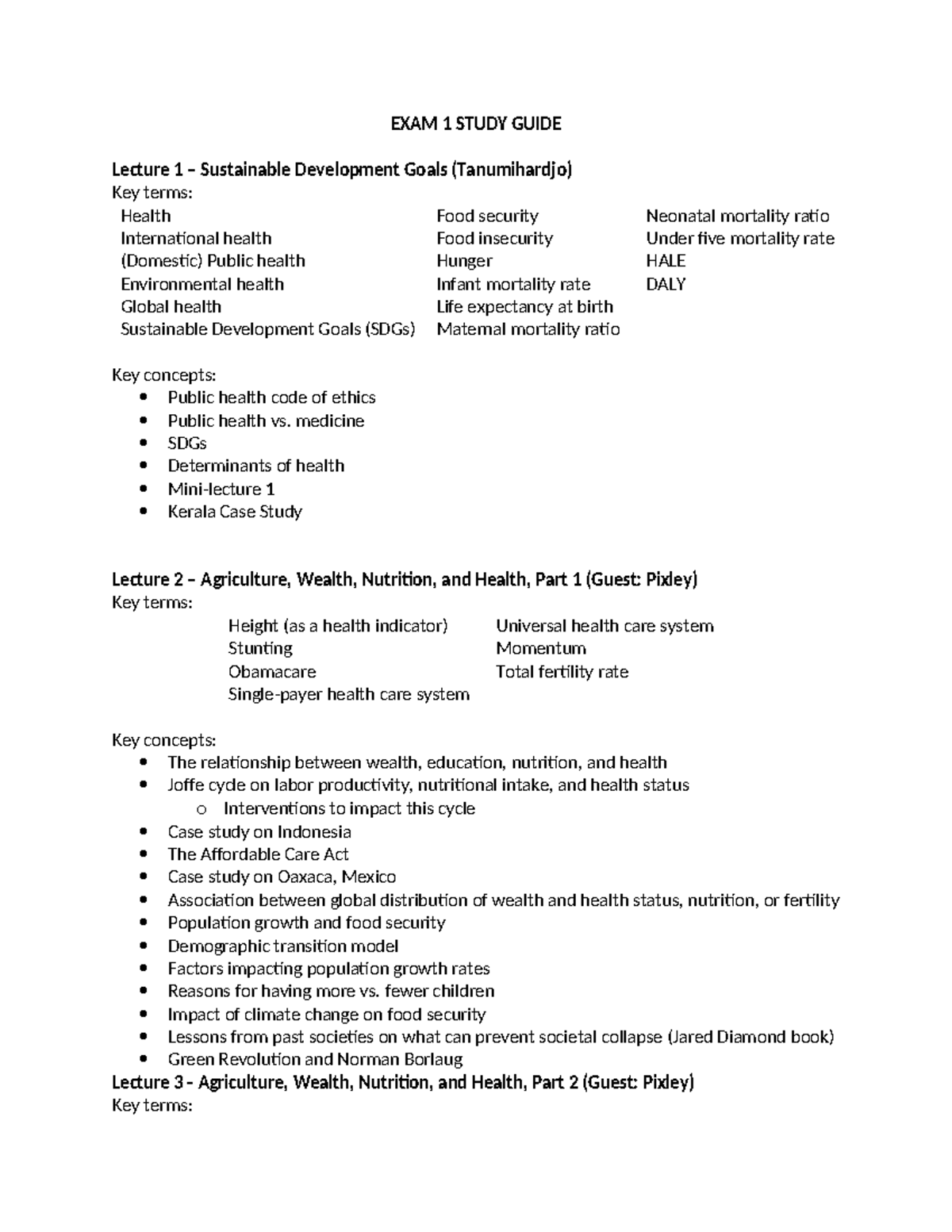 Sustainable Development Goals & Global Health Study Guide (Course Code) - Studocu