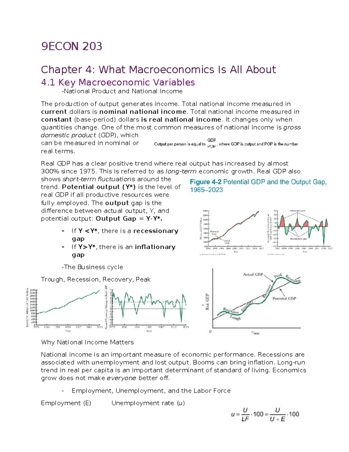 Econ 203 Chapter 4 & 5: Key Concepts in Macroeconomics - Studocu