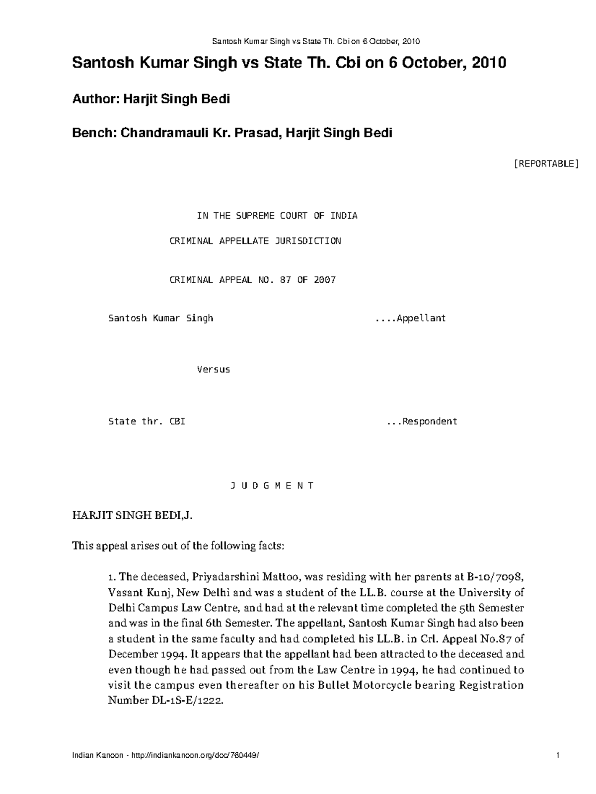 Santosh Kumar Singh vs State Th. CBI: Supreme Court Judgment Analysis ...