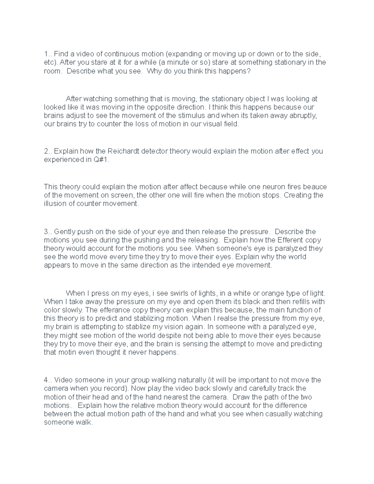 Psychology 101: Module 10 Project on Motion Perception Effects - Studocu