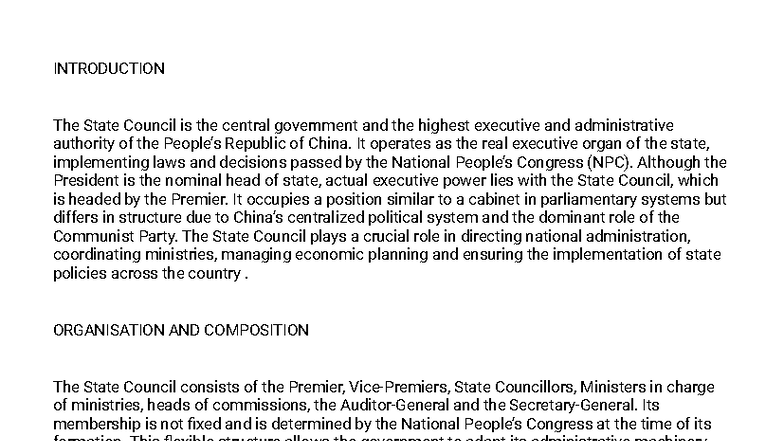 State Council Overview: Structure, Powers, and Role in PRC Governance ...