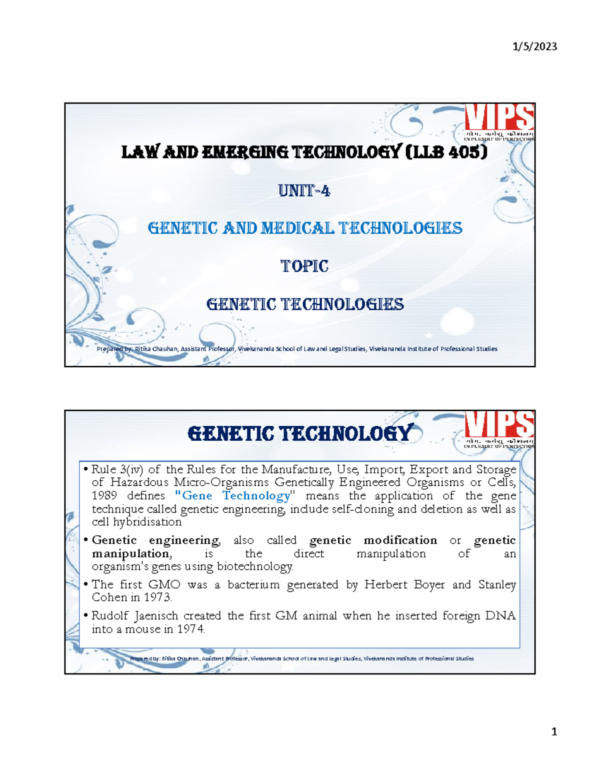 Unit 4: Genetic and Medical Technologies Overview (LLB 405) - Studocu